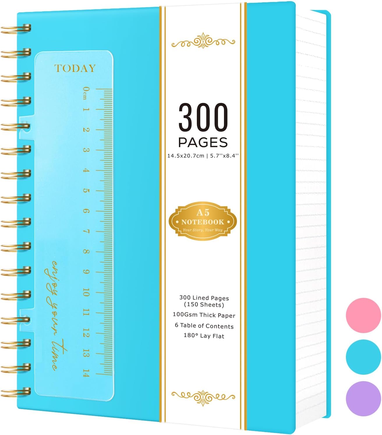 A5 Spiral Notebook, Hardcover Bullet Lined Journal Note Book for Women ...