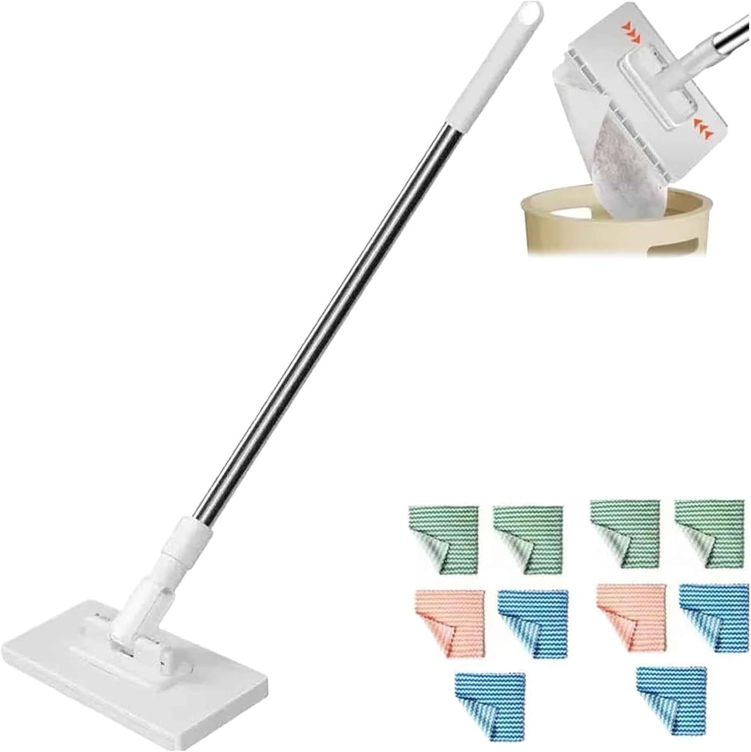 Hands Free Mop, 39″ Retractable Dust Away Mop, Lazy Mops Clip on, Zero ...