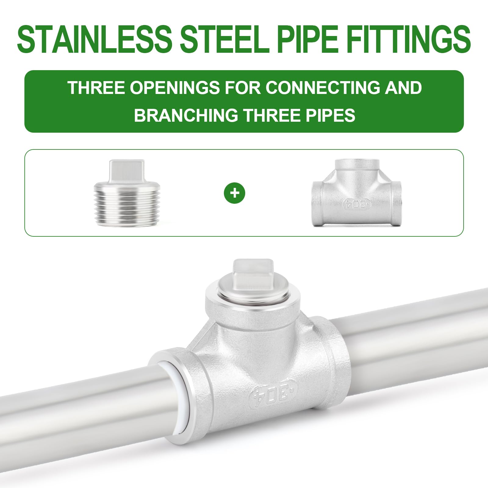 Snapklik.com : 2PCS 304 Stainless Steel Outer Square Thread Socket Pipe ...
