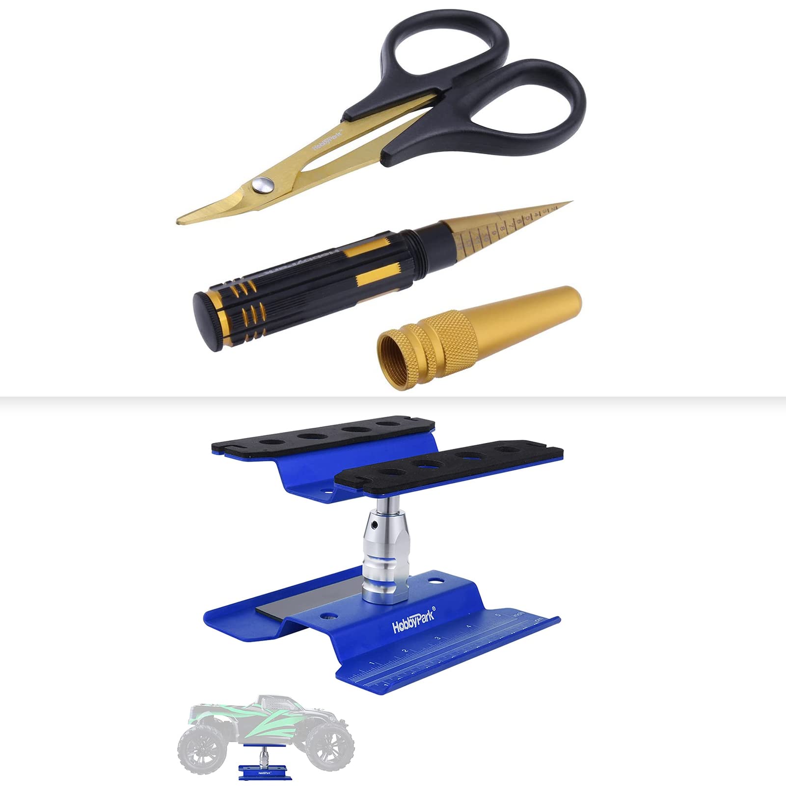 Amazon.com: HobbyPark RC Car Work Stand & Body Reamer, Curved Scissor ...
