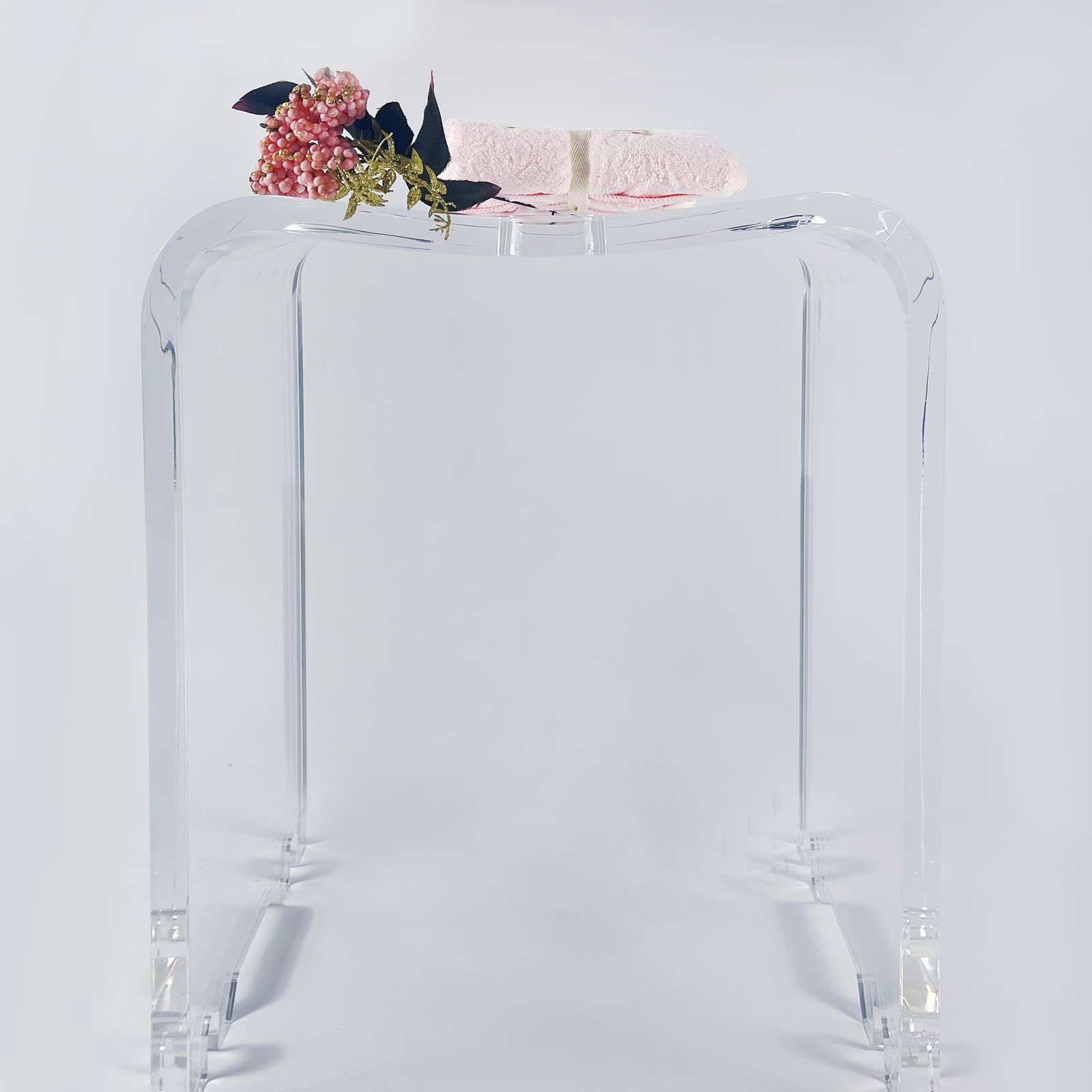 NBFTLTOP Acrylic Shower Stool, Non-Slip Clear Acrylic Shower Bench ...