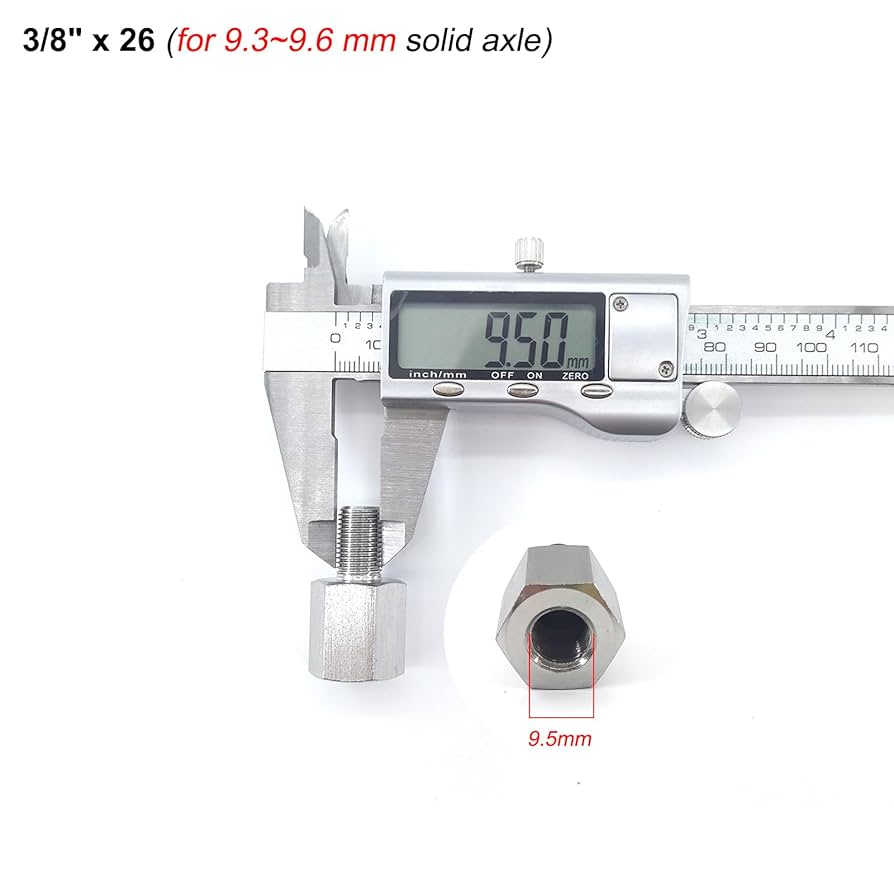 Bicycle Axle Hitch Adapter For 3/8 Inch Solid Axle - 3/8" X 26 Solid Axle Extension For Bike ...