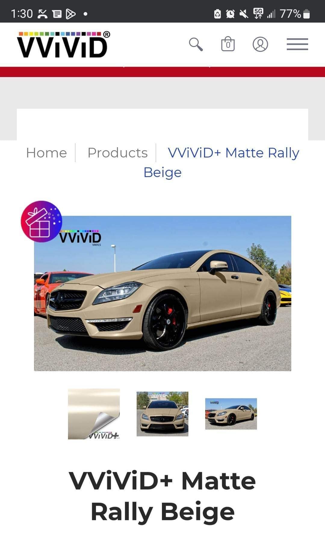 $2/mo - Finance VViViD+ Matte Rally Beige Vinyl Wrap Roll (1ft x 5ft ...