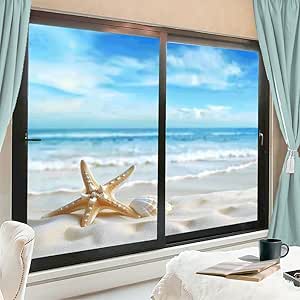 Amazon.com: Dunmat Seashell Coastal Frosted Window Privacy Film Nature ...