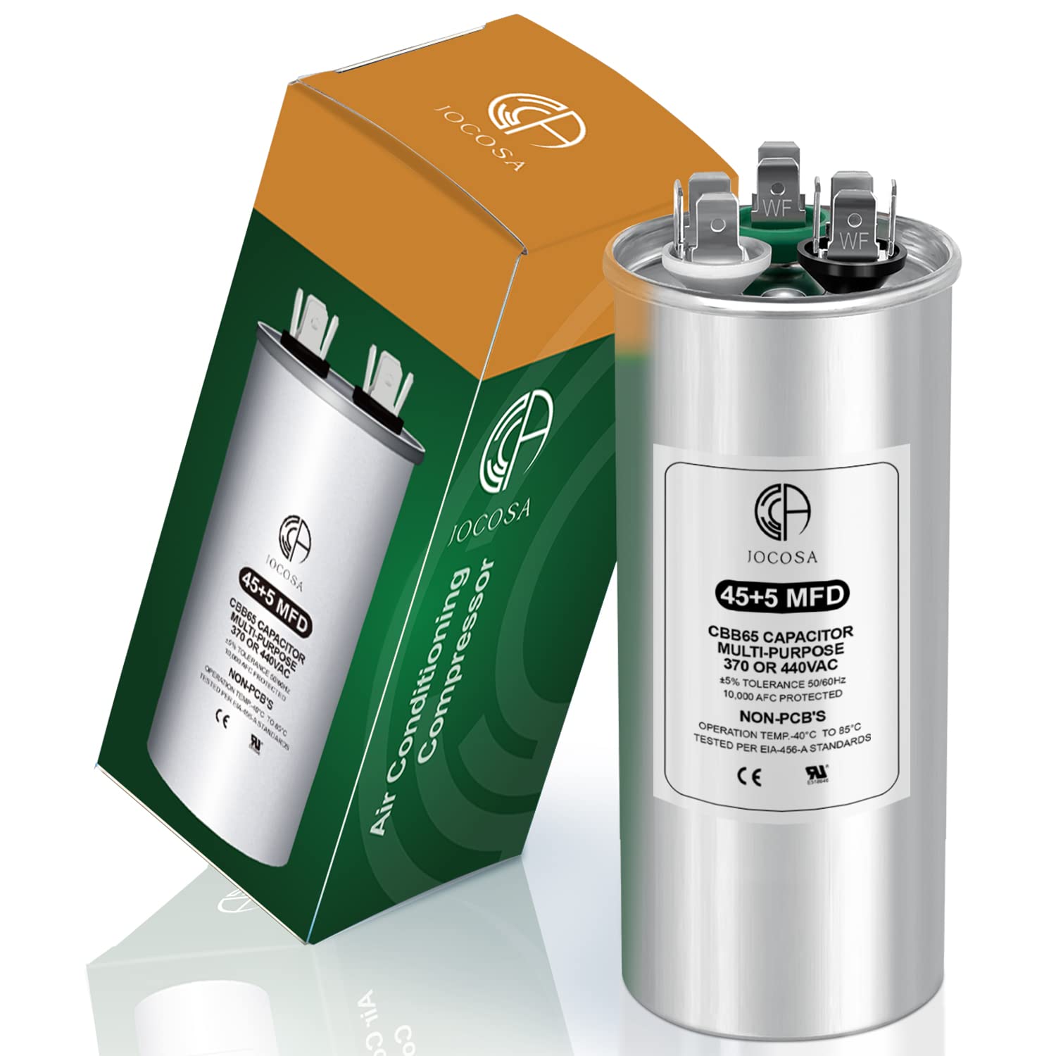 Snapklik.com : 45+5μf 45/5MFD Dual Run Round Capacitor For AC 370 Or ...