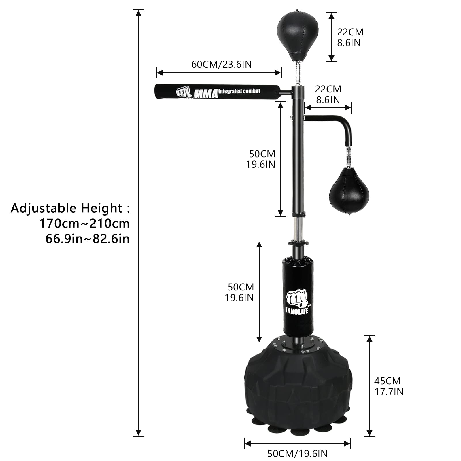 INNOLIFE MMA Boxing Speed Trainer Punching Spinning Bar with Dual Punch ...