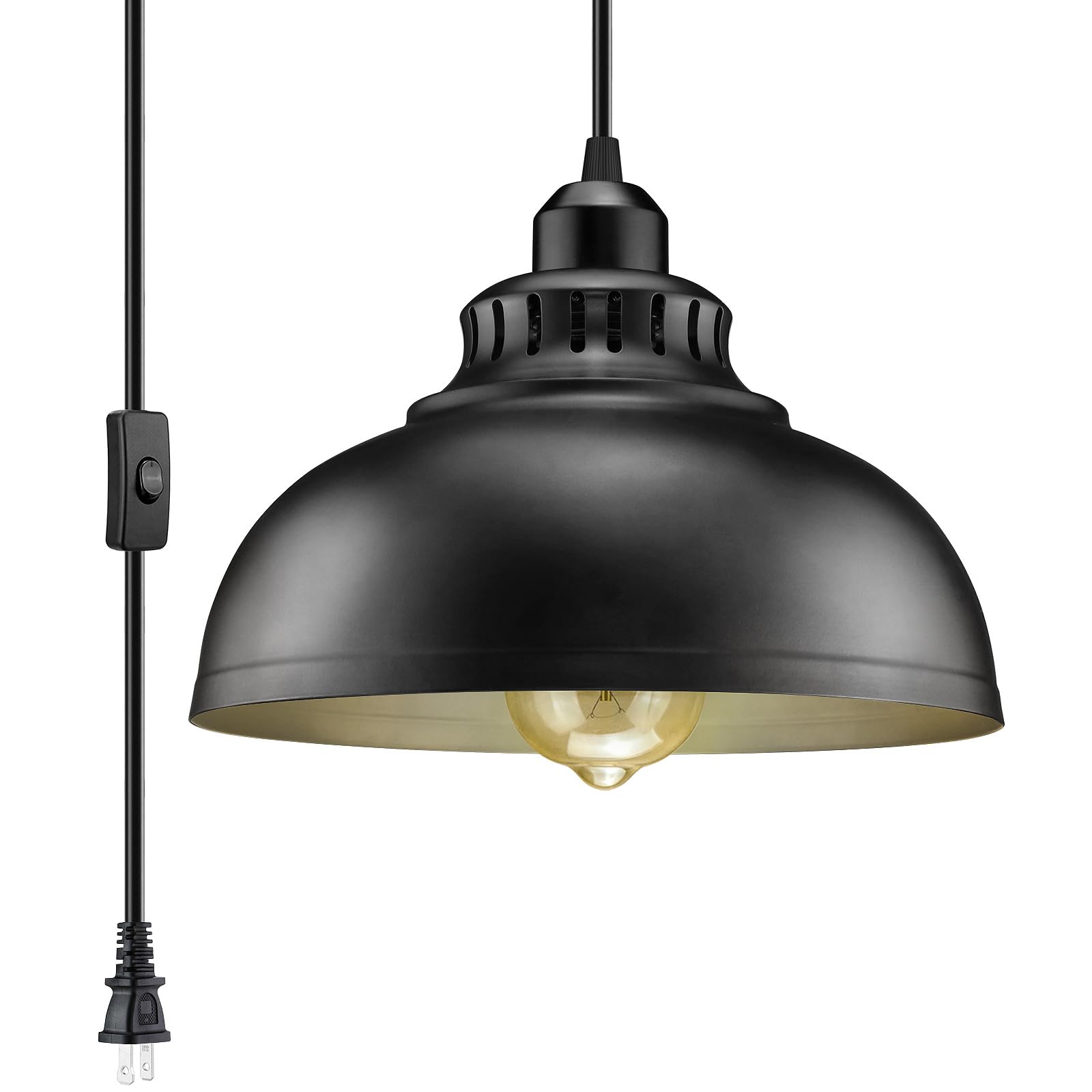 Plug in Pendant Light, 15FT Hanging Lights with Plug in Cord, On/Off ...