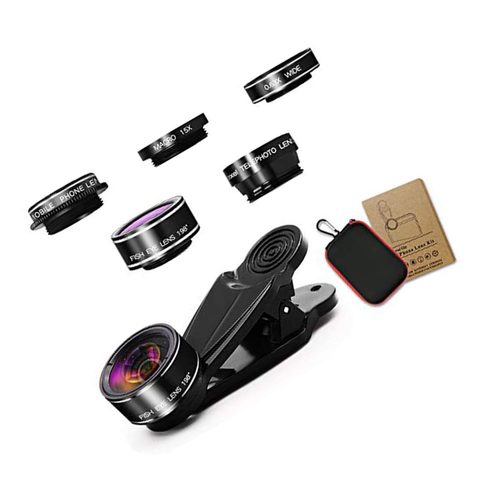 Amazon.co.jp: 5 in1スマホレンズ スマホ用カメラレンズ スマトフォン用カメラレンズ トリプルレンズキット198°魚眼レンズ ...