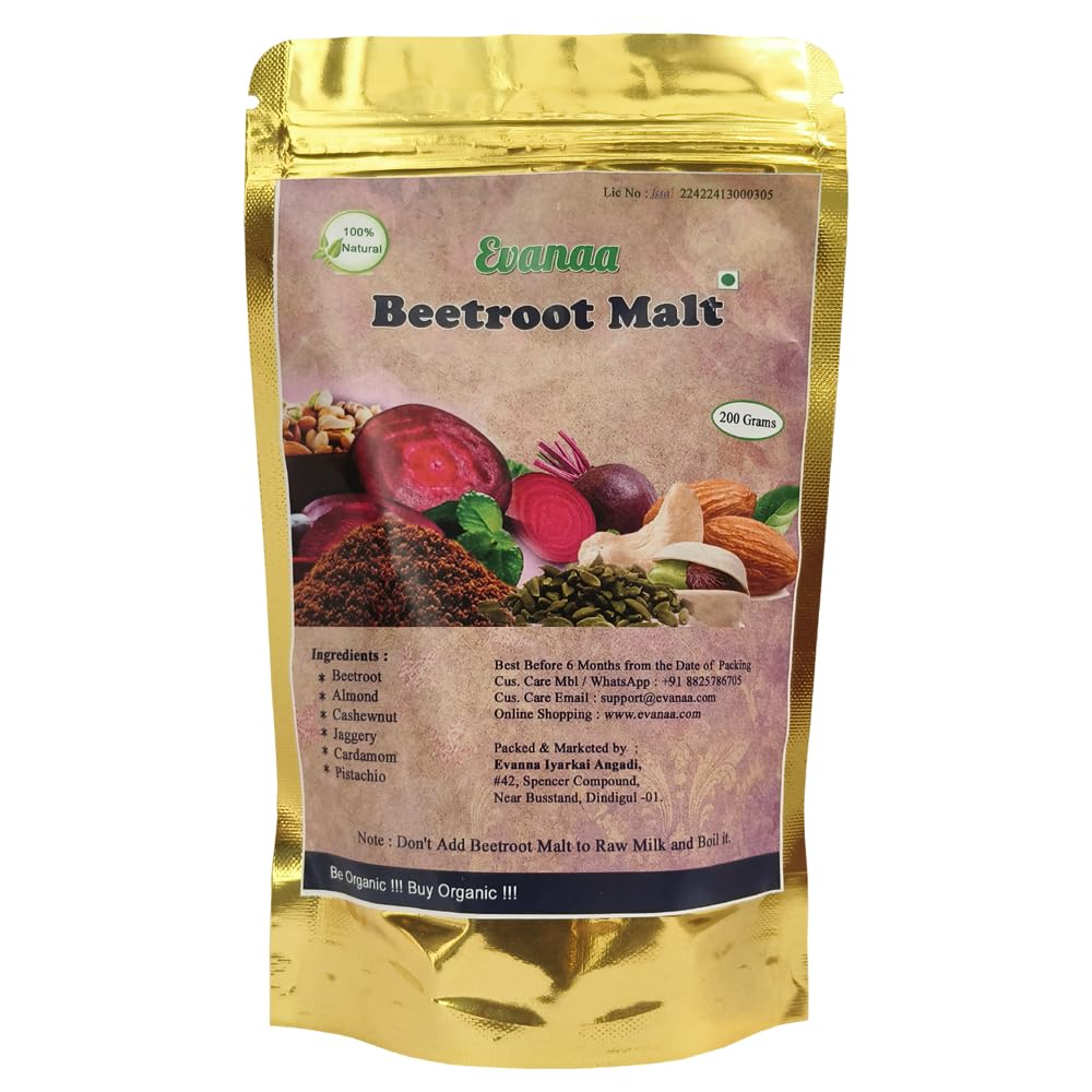Evanaa Beetroot Malt 250g | 100% Natural and Homemade Health Drink | No ...