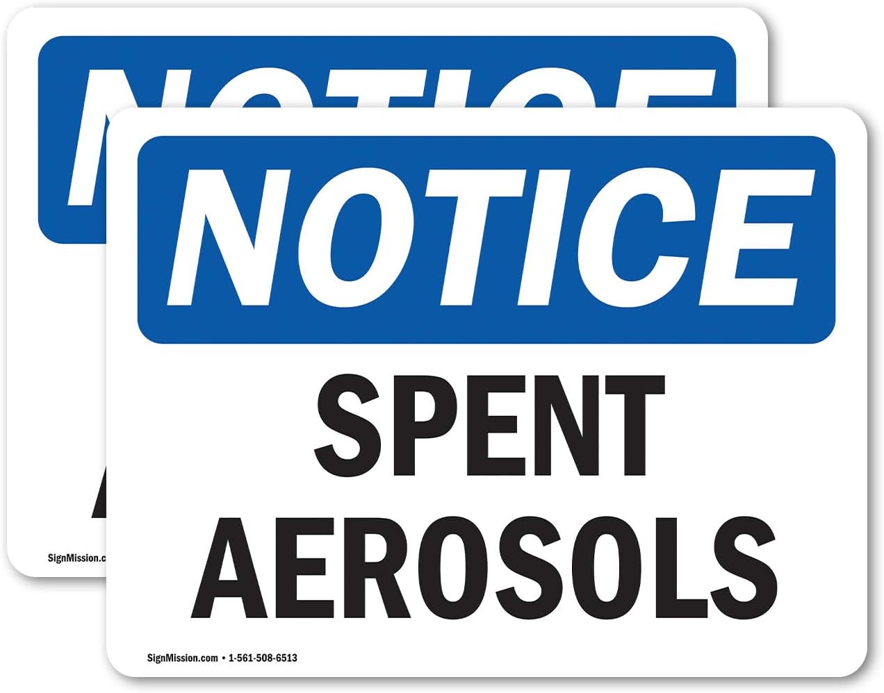 Amazon.com: (2 Pack) Spent Aerosols OSHA Notice Sign 7 Inch X 5 Inch ...