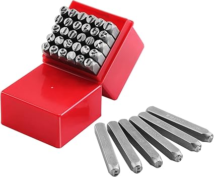 Gueenky 36 Stück Schlagzahlen Set, 6mm Schlagbuchstaben Set, Alphabet A-Z Nummer 0-9 ...