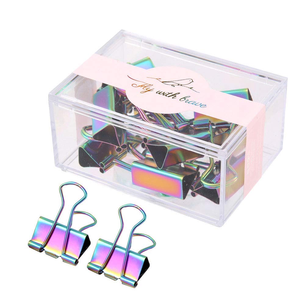 Colorful Decorative Binder Clips with Dispenser,Holographic Paper ...