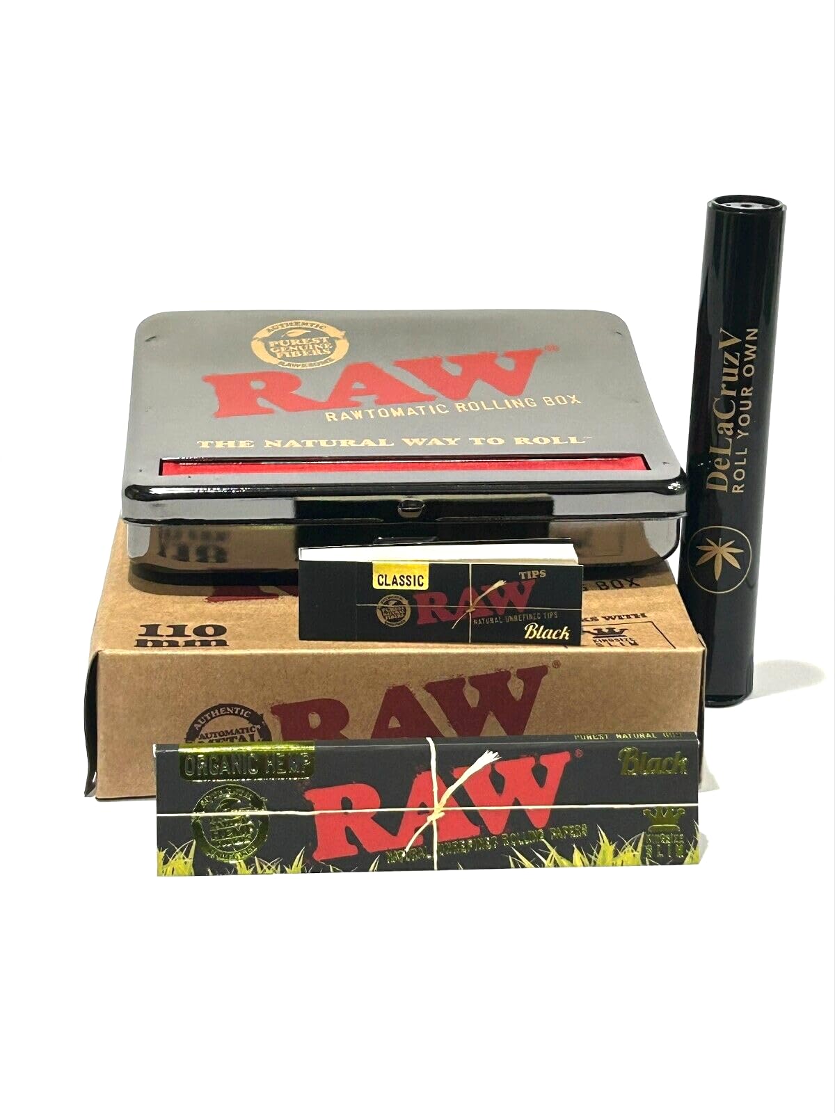 Amazon.com: Raw 110MM Roll Box Bundle with Raw Black Organic King Size ...