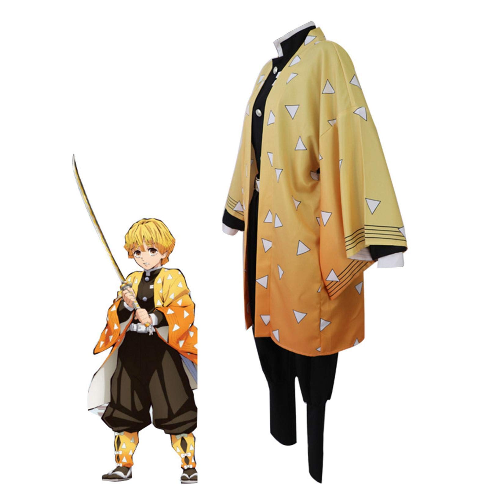 Buy Demon Slayer Men's Agatsuma Zenitsu Cosplay Costume Demon Killing ...