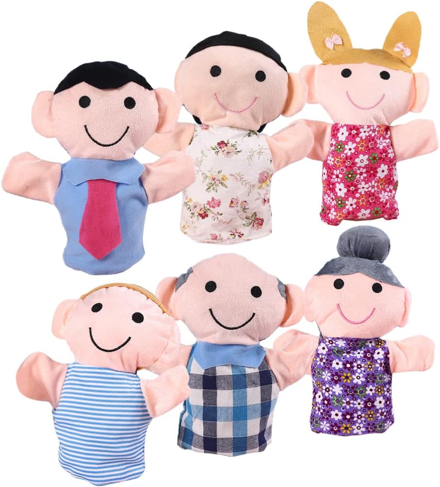 Toyvian Hand Puppet Set Family Members Puppets Stuffed Plush Finger ...