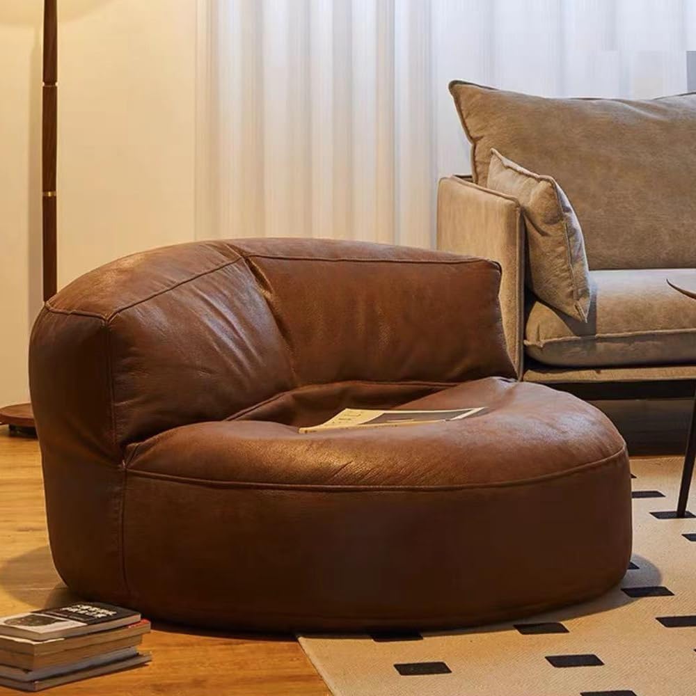 Amazon.com: Faux Suede Leather Bean Bag Chairs Cover for Adults Single ...