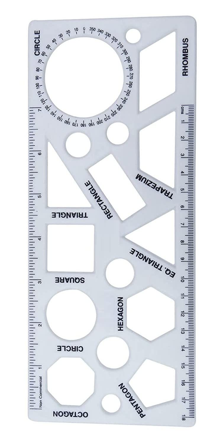 Buy FIRST CLICK 17 Different Shapes Stencil with Ruler Attached 24x9.8 ...