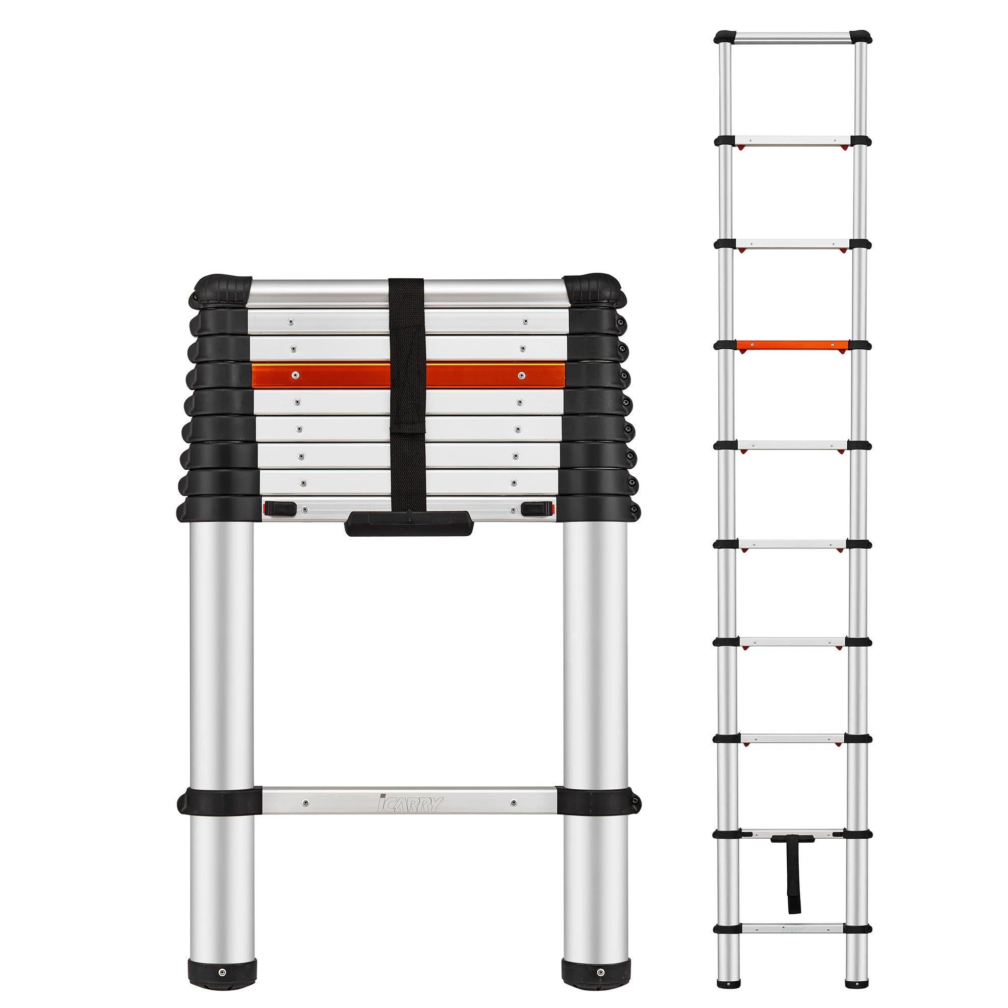 Telescoping Ladder, ICARRY 9.8 FT Aluminum Lightweight Extension ...
