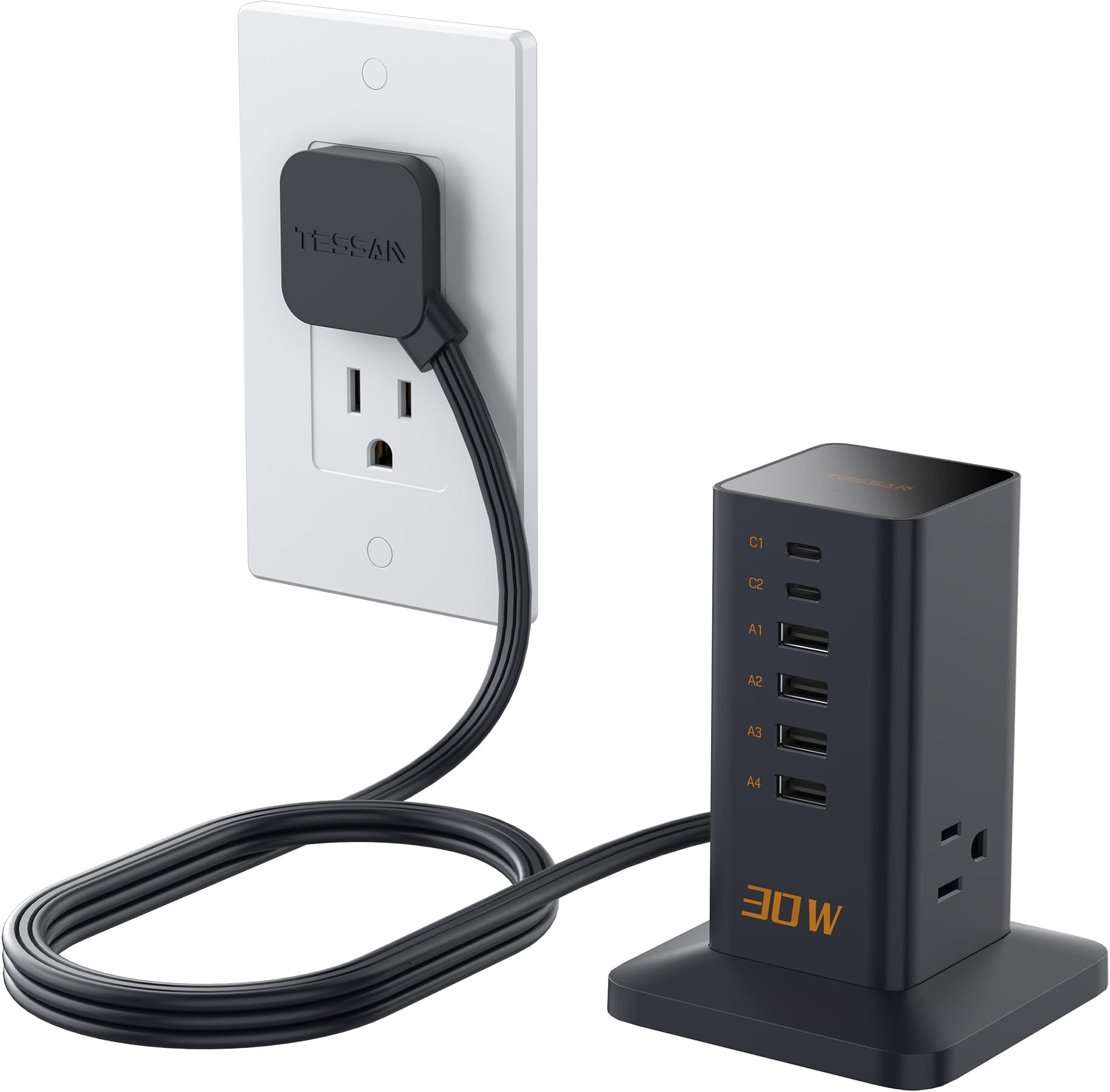 Amazon.com: Charging Station 30W, TESSAN 9-in-1 Charger Blocks for ...