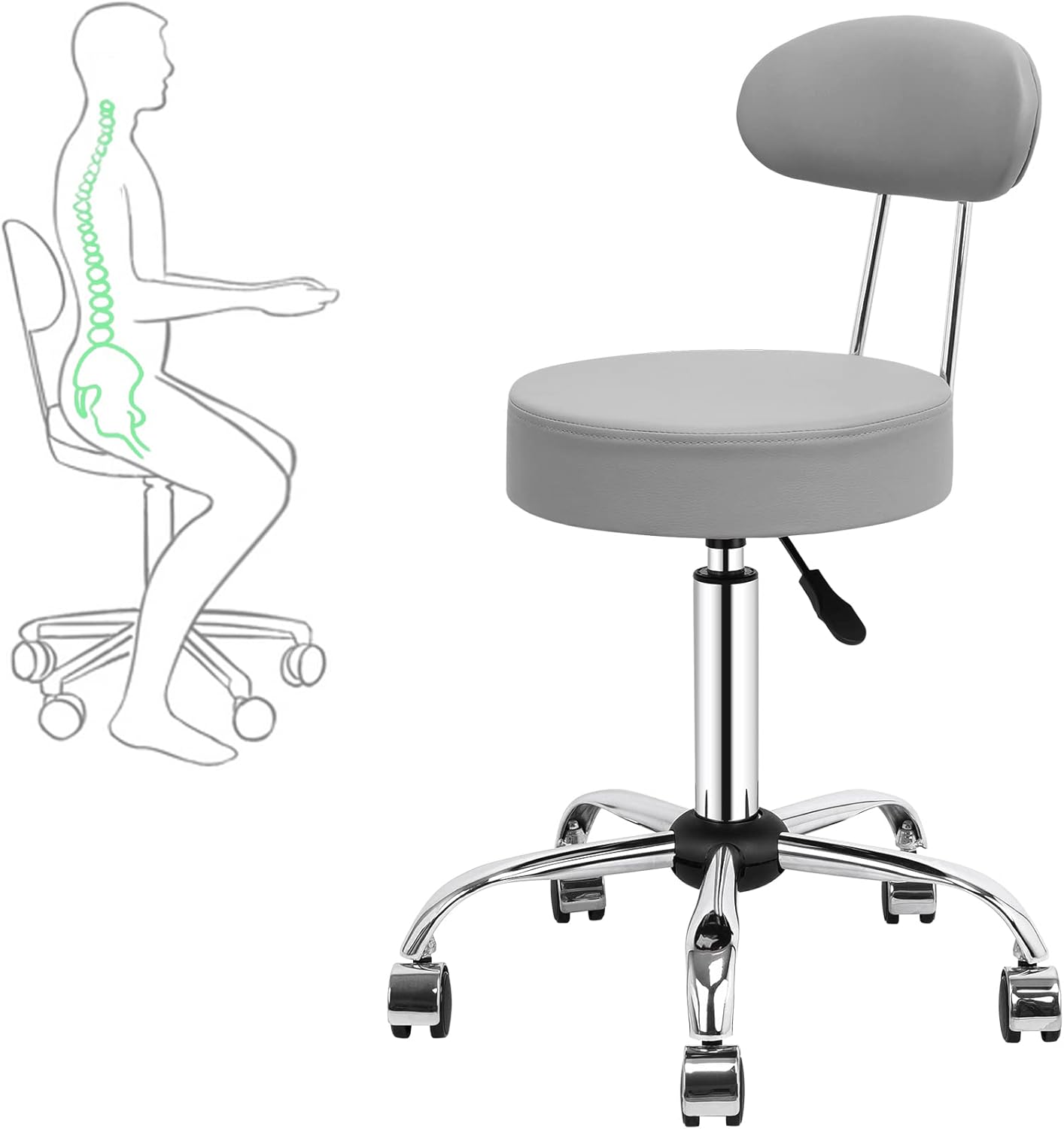 Amazon.com: HomeMiYN Adjustable Swivel Stool with Back Support ...