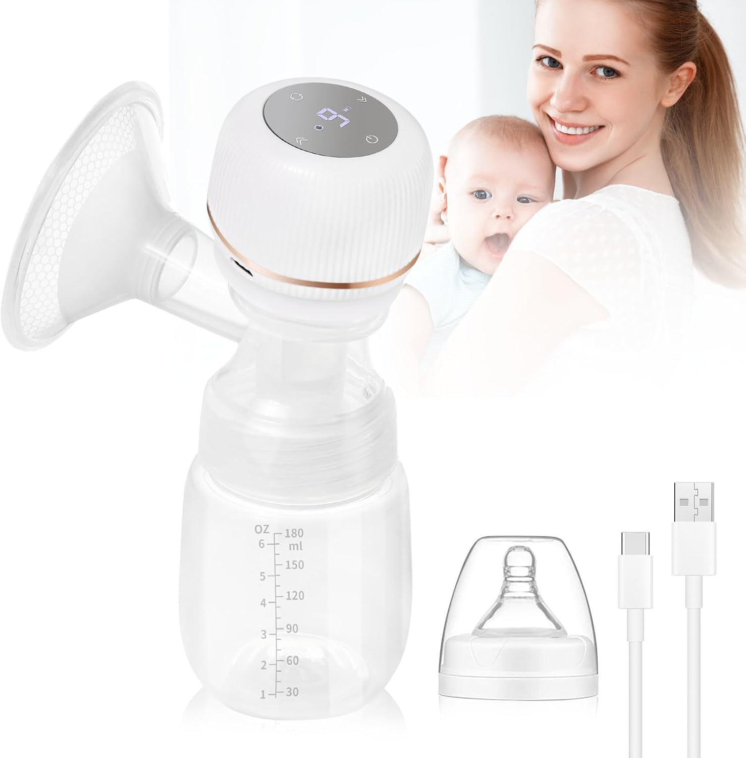 Electric Breast Pump, Electric Breast Pump, Double HD LED Display, BPA ...