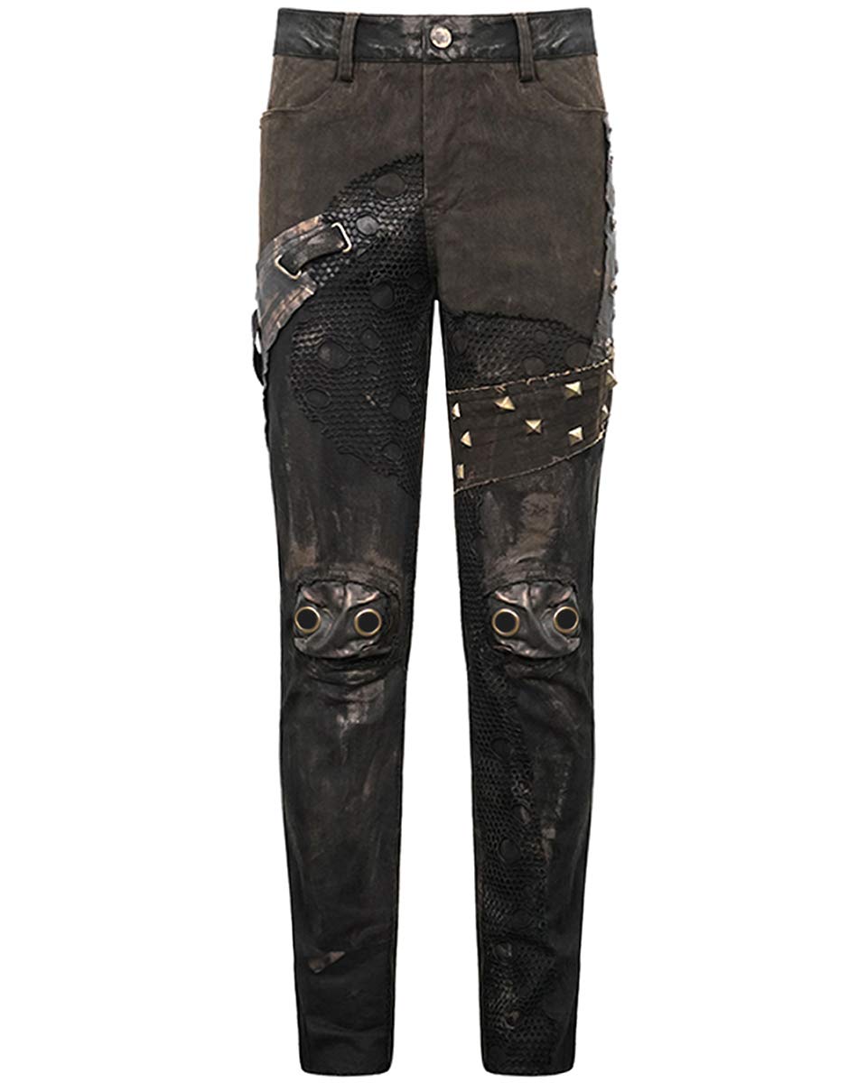 Buy Devil Fashion Mens Apocalyptic Gothic Punk Jeans Pants Brown Black ...