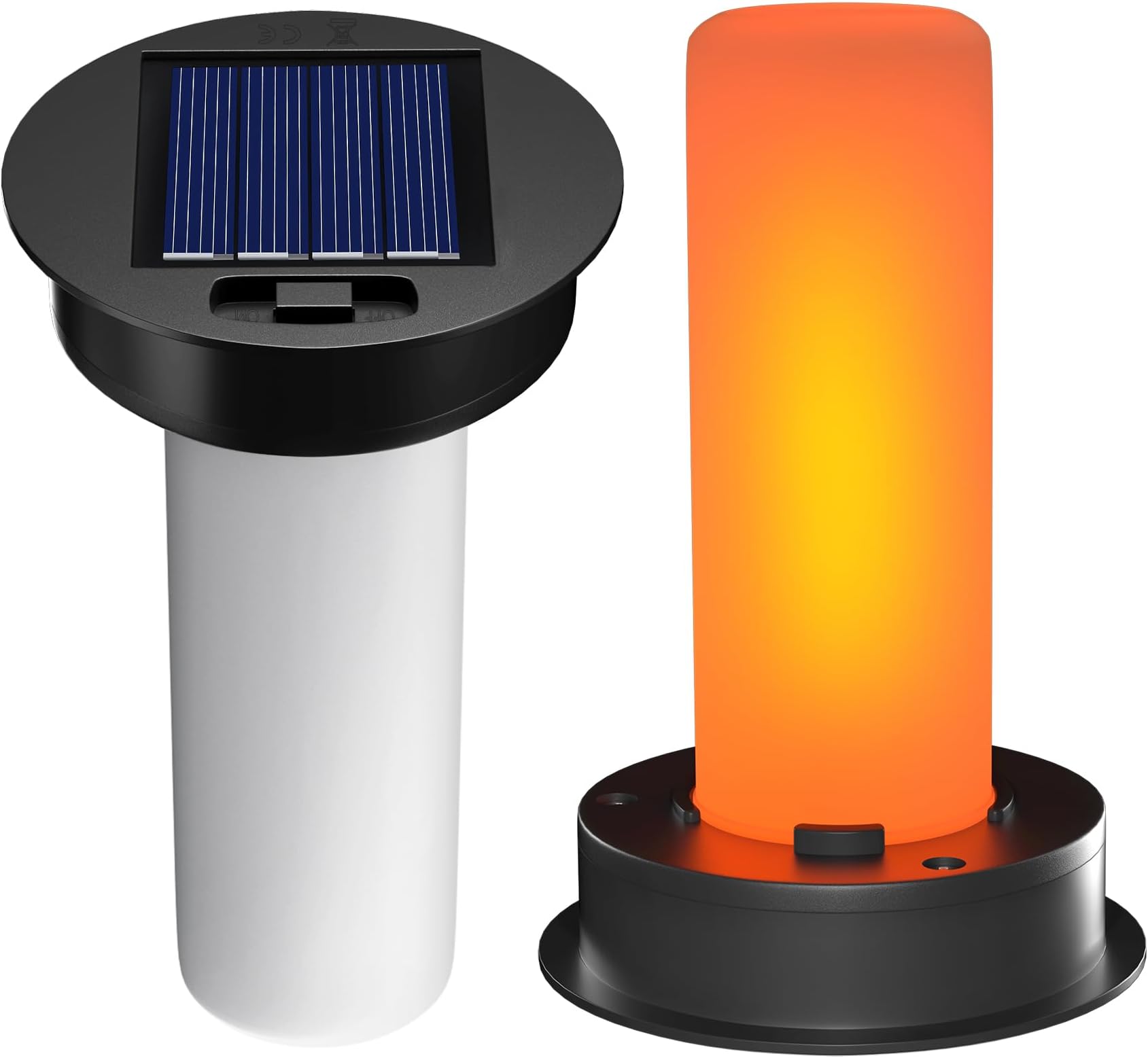 Amazon.com: 2 Pack Solar Light Replacement Tops with Flickering Flame ...