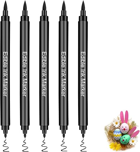 Amazon.com: HAIRUNG Food Coloring Pens, 5Pcs Black Double Sided Edible ...
