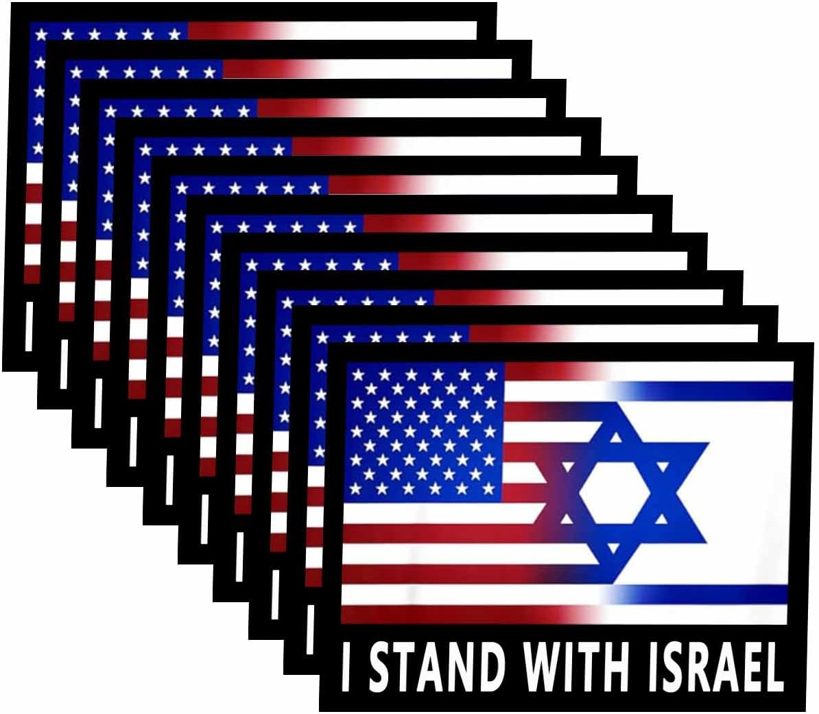 Amazon.com - 10 Pack I Stand with Israel American USA and Israel Flag ...