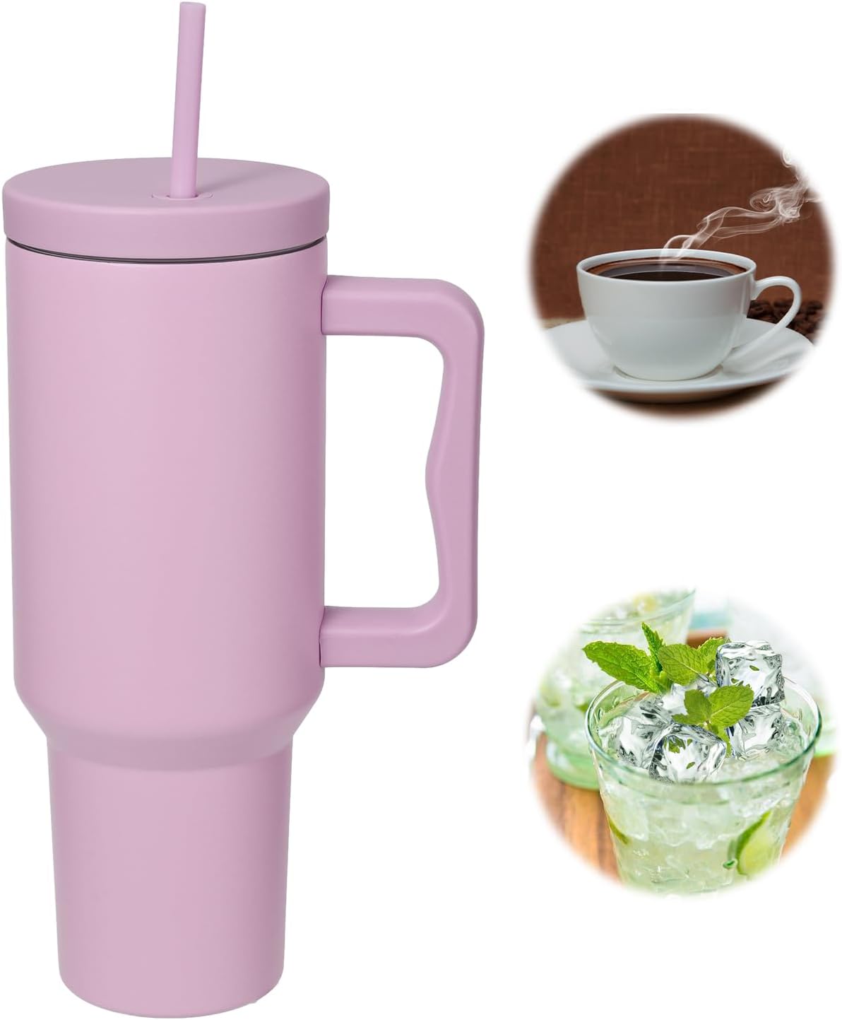 Tazza termica da 1200 ml con cannuccia e manico, Tazza da caffè in ...