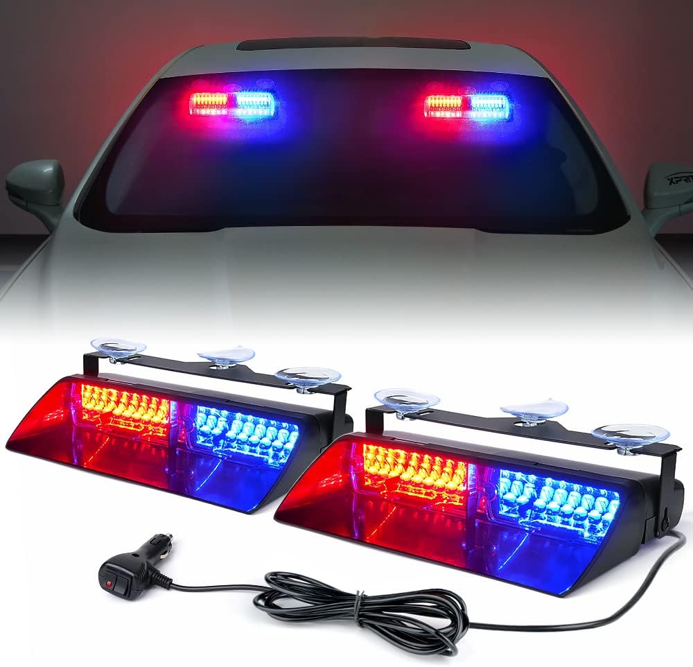 Amazon.com: Xprite 2×11 inch High Intensity Red Blue 32 LED Emergency ...