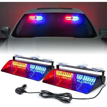Amazon.com: Xprite LED Red Blue Windshield Dash Emergency Strobe Lights ...