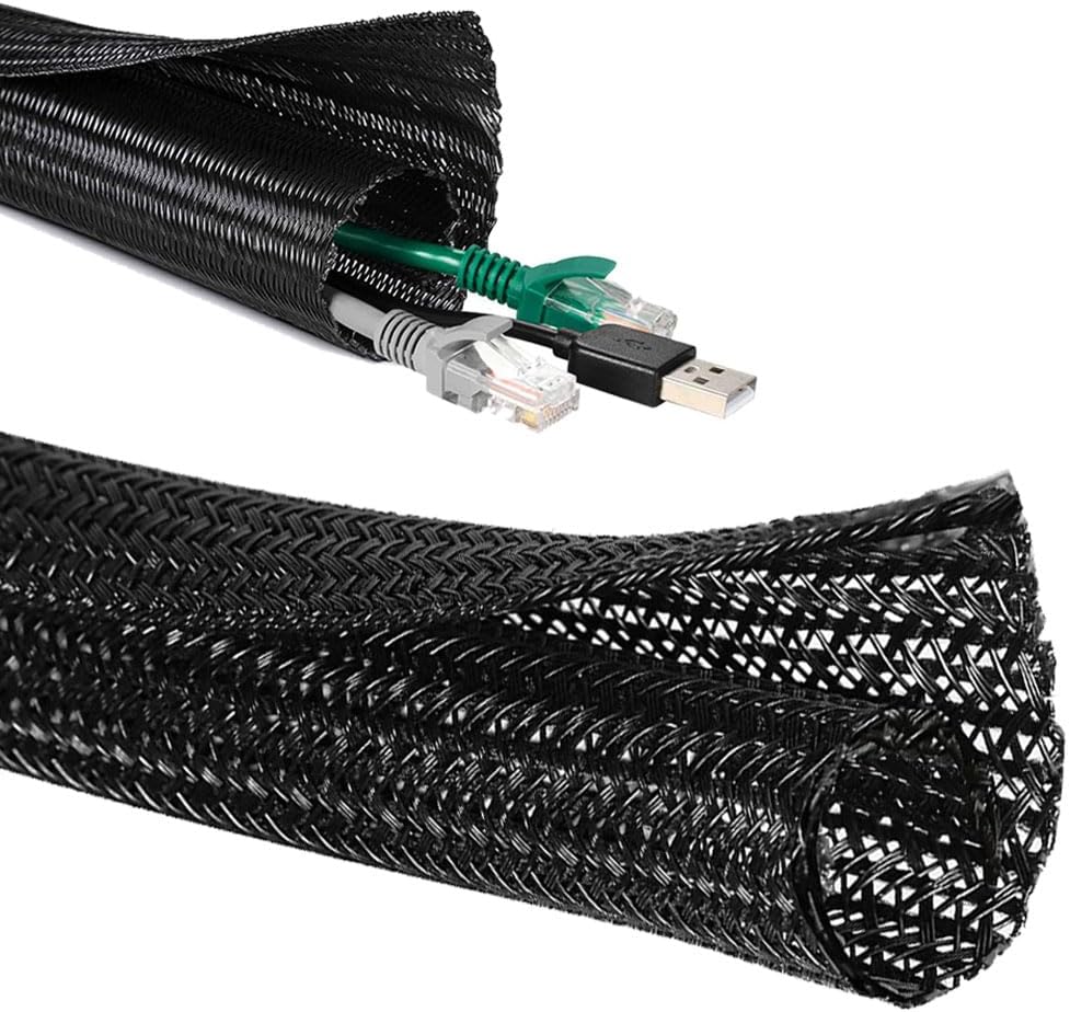 JOTO 8M/26ft Cord Protector Wire Loom Tubing Cable Sleeve, Braided ...