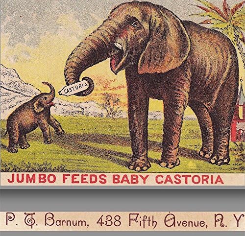 Amazon.com: Jumbo 1880s P.T. Barnum testimonial Castoria Centaur ...