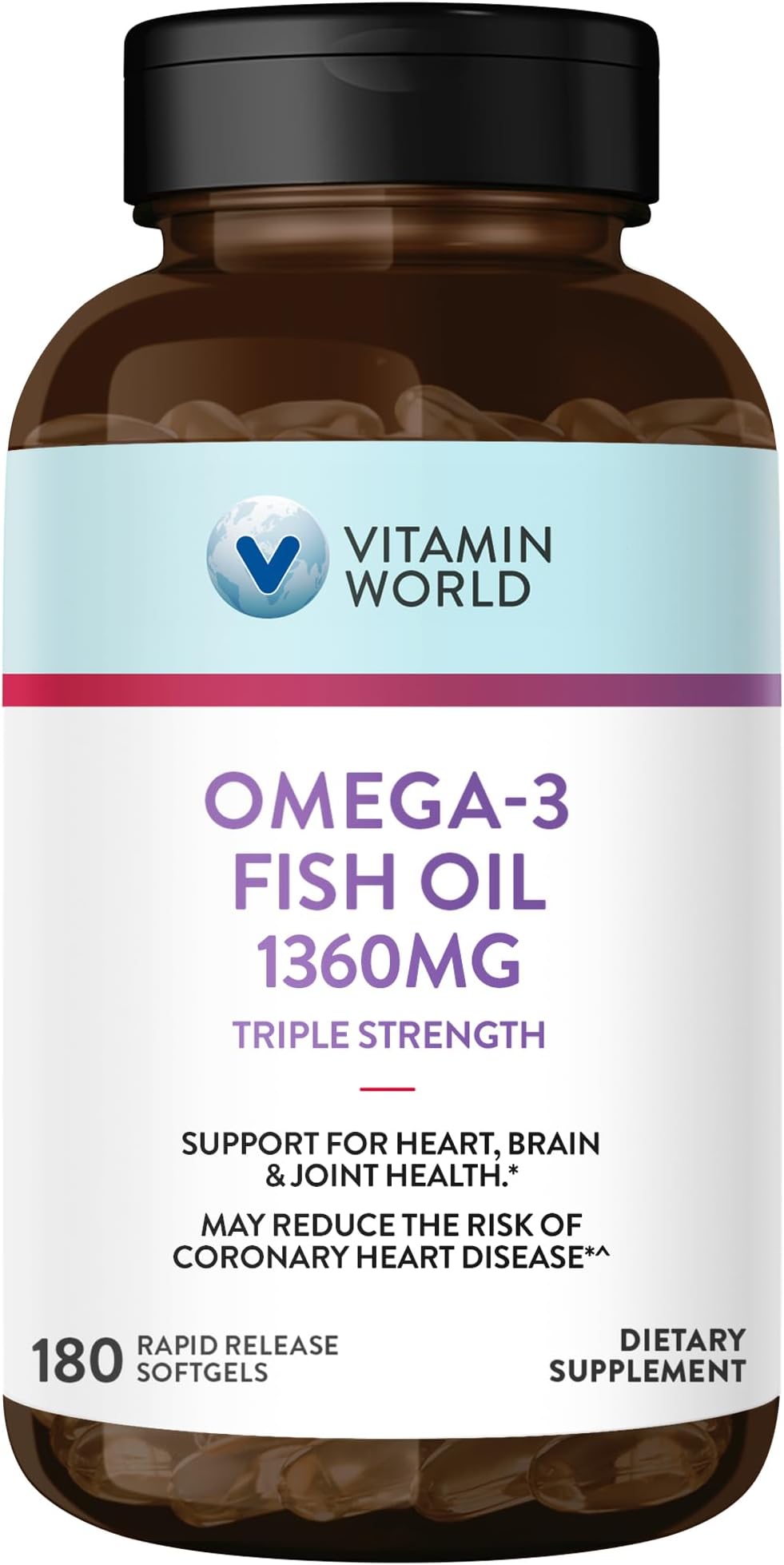 Amazon.com: Vitamin World Triple Strength Omega-3 Fish Oil 1360 mg 180 ...