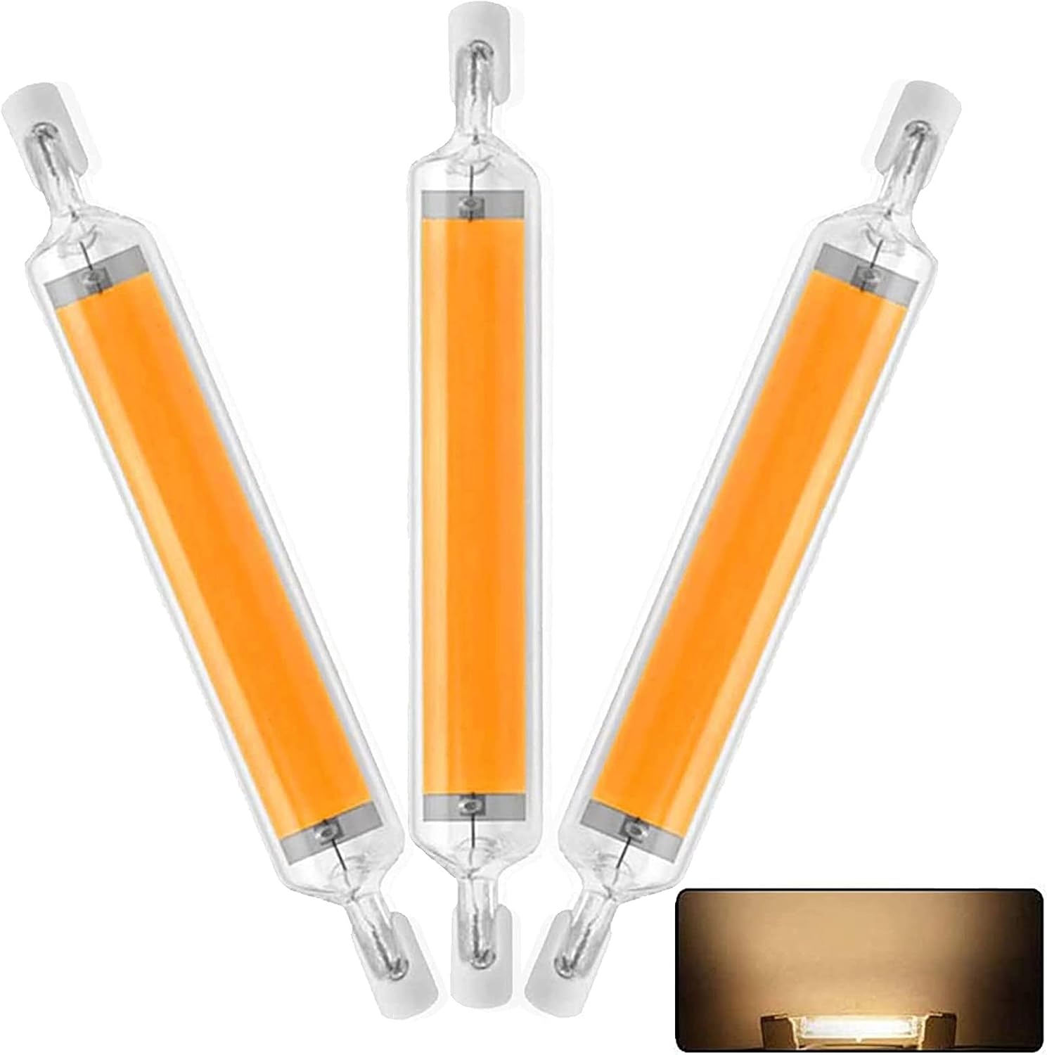 3Pcs 78mm R7S LED Bulb Dimmable 10W Double Ended Bulbs 100W Halogen ...