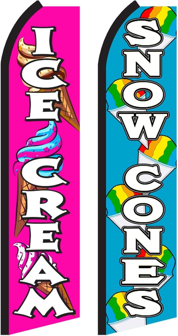 Amazon.com: Ice Cream Cones/Snow Cones - Swooper Feather Flags - 2 Pack ...