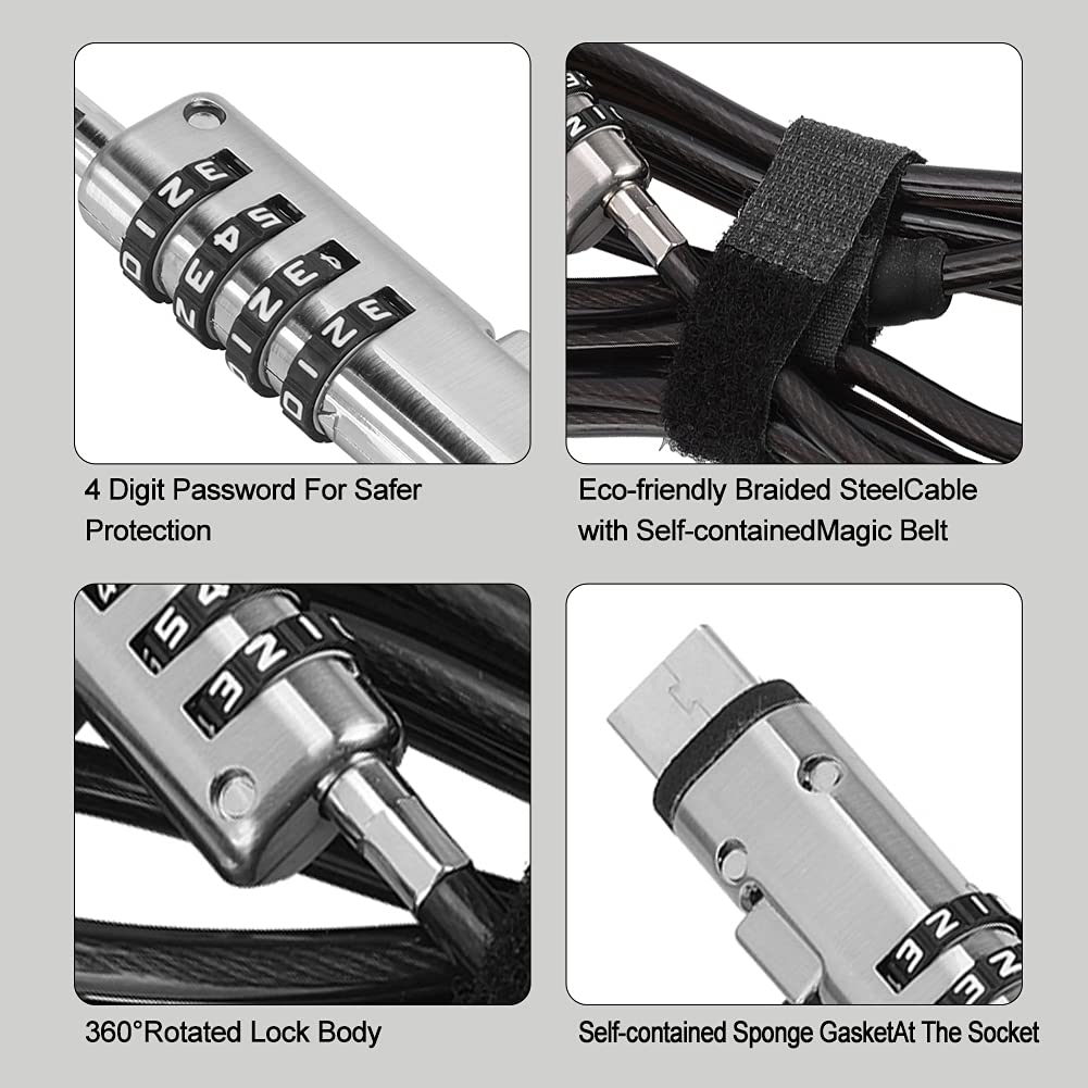 Snapklik.com : Laptop Cable Locks Combination Cable Lock 4 Digital ...