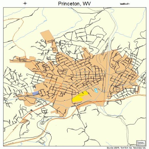 Amazon.com: Large Street & Road Map of Princeton, West Virginia WV ...