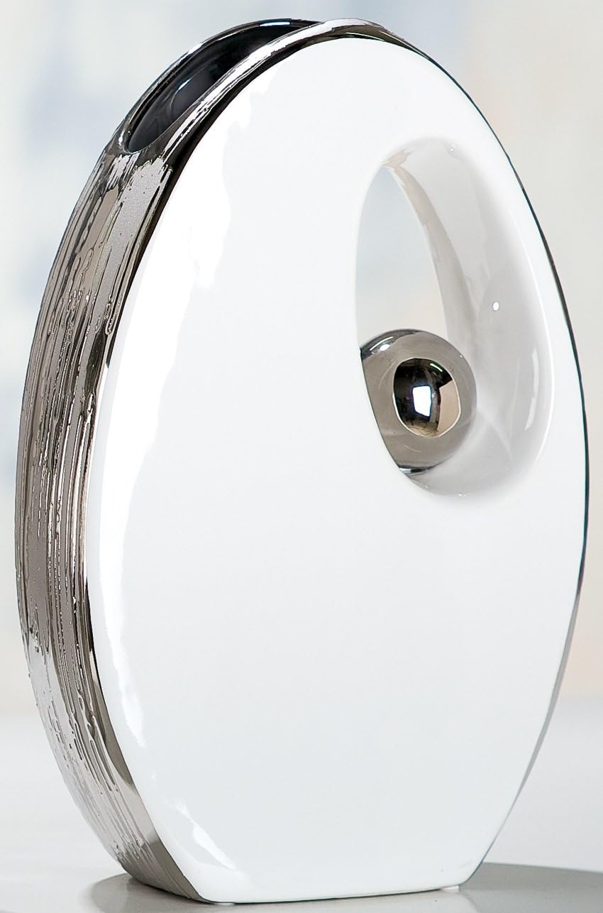 Amazon.com: Gilde Table Vase Ceramic Decorative Ellise with Silver ...