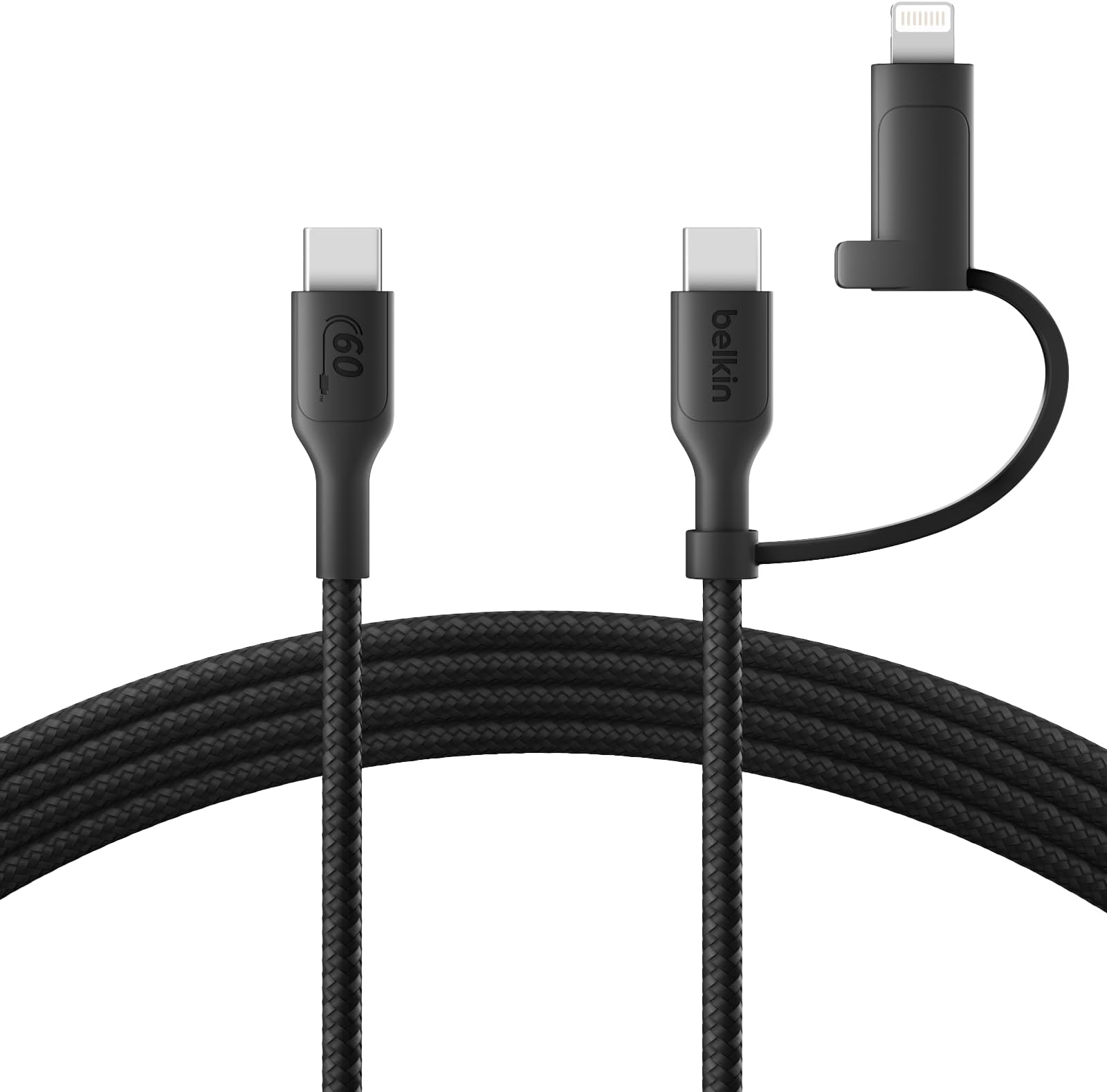 Amazon.com: Belkin BoostCharge Braided 2-in-1 USB-C Charging Cable w ...