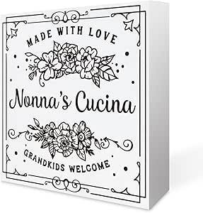Amazon.com: Funny Nonna's Cucina Wood Box Sign Decor Desk Sign Wooden ...