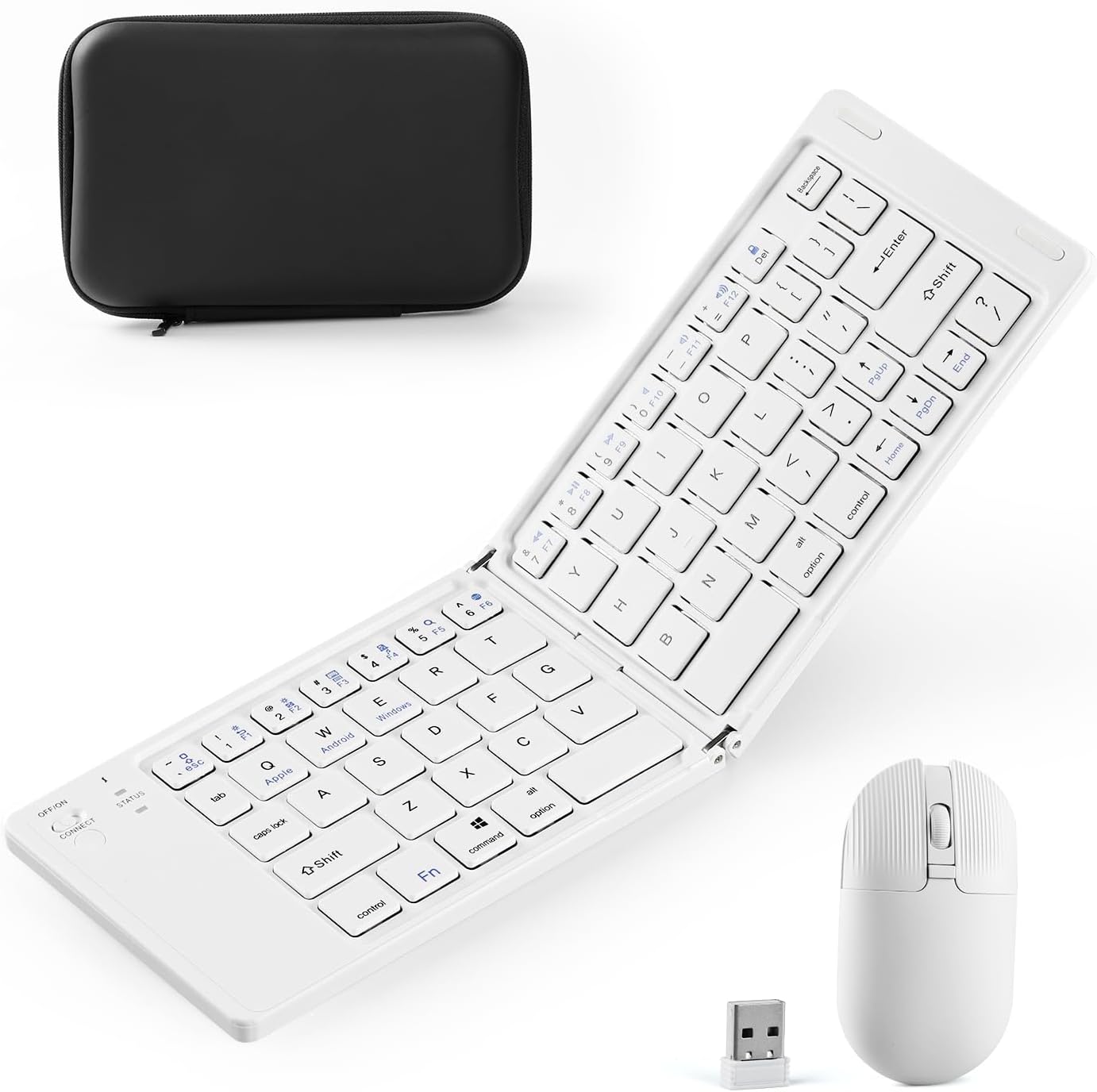 Amazon.com: Foldable Keyboard and Mouse, 2.4G Wireless+Dual Bluetooth5 ...
