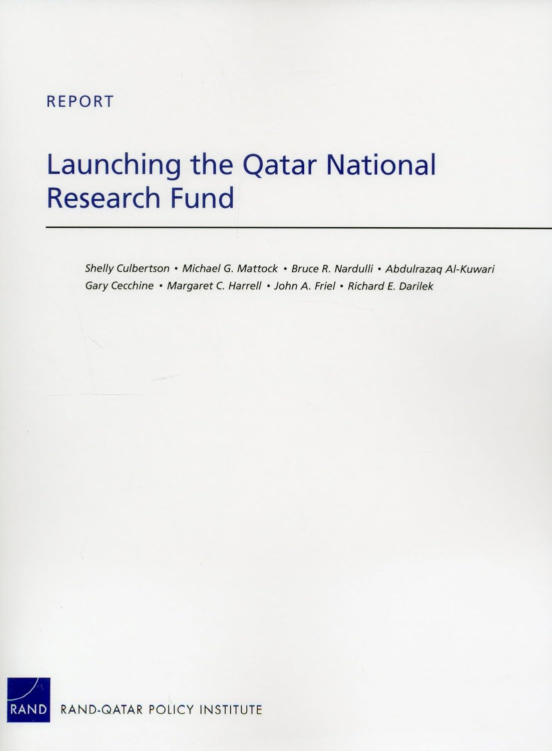 Buy Launching the Qatar National Research Fund (Rand Corporation ...