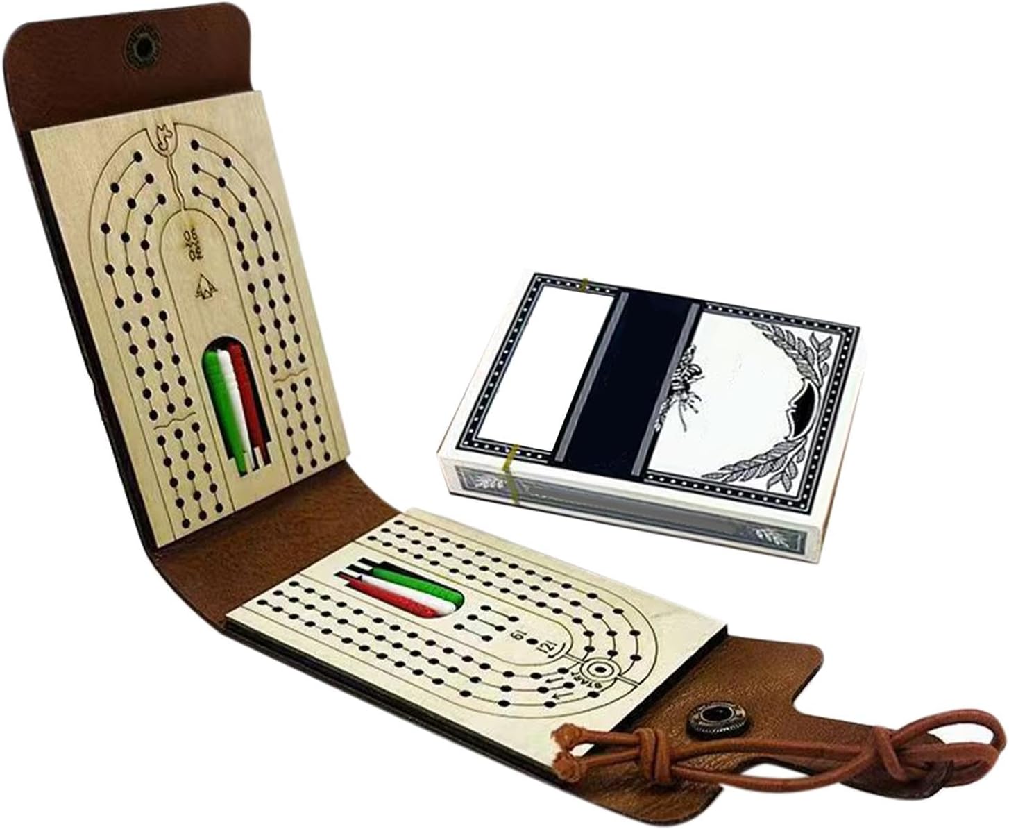 Amazon.com: Cribbage Board Game Set - Travel Cribbage Board | Wooden Board for Adults | Faux ...