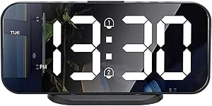 Amazon.co.jp: Electronic Desk Clock, Mirror Design, Multiple Modes ...