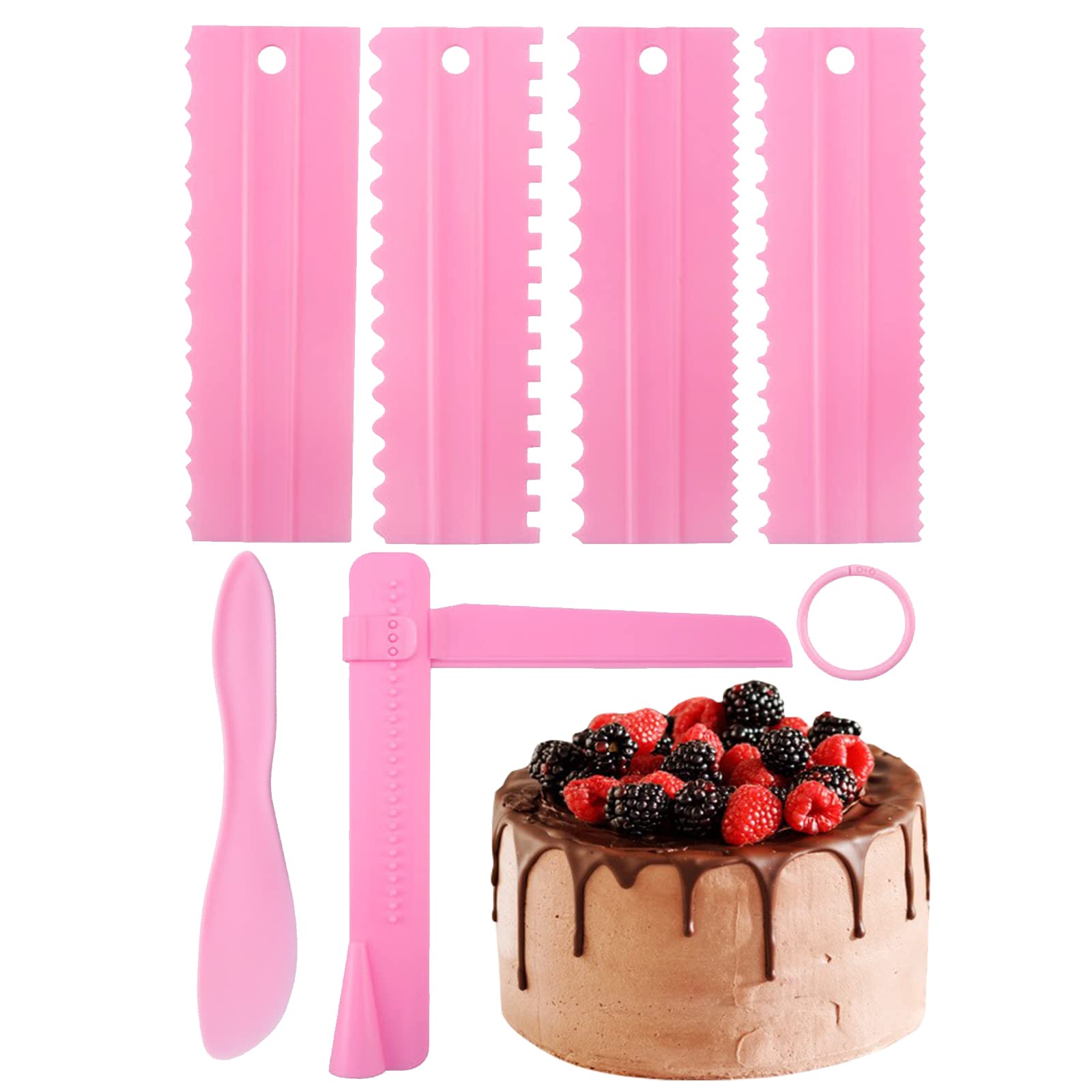 Cake Scraper Set,6PCS Cake Edge Scraper Cutters with Adjustable Cake ...