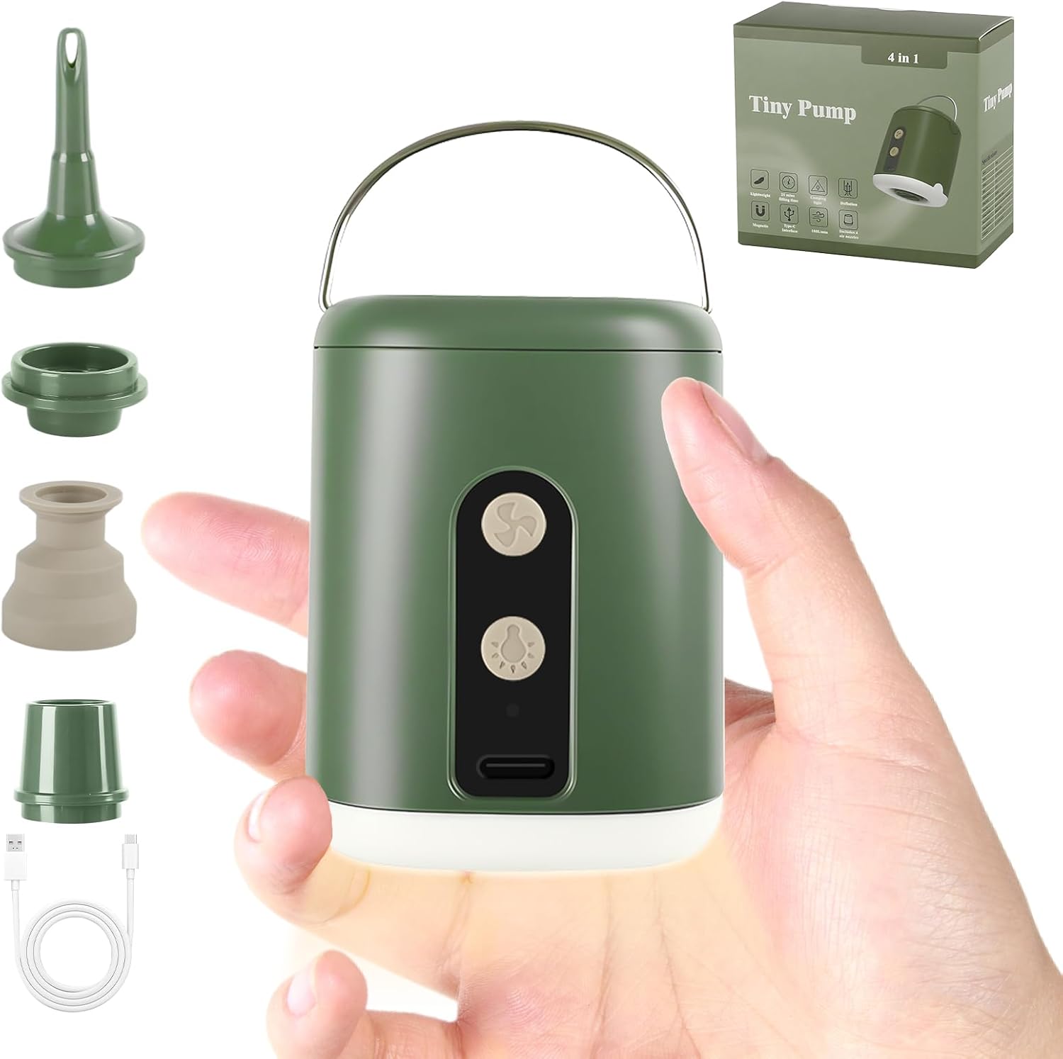 Electric Pump for Inflatables & Deflating, 1600mAh Battery Portable ...