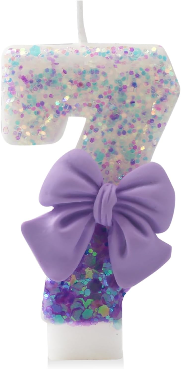 Amazon.com: IQMLQV Purple 7 Candle,Birthday Candles Purple Butterfly ...