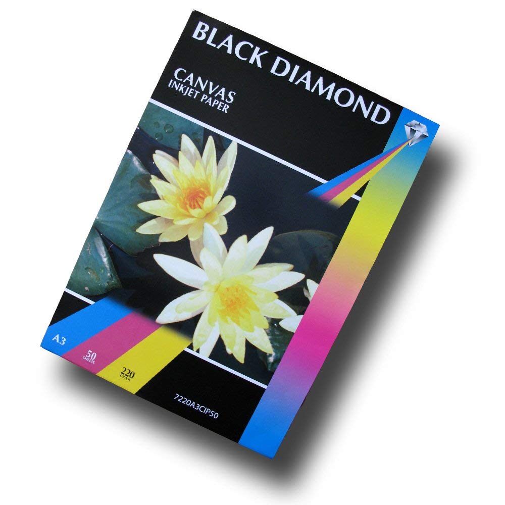 50 Sheets - Black Diamond White A3 220gsm Matt Canvas Inkjet Paper for ...